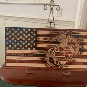 Rustic American Marine EGA Wooden Flag Custom Made From | Etsy