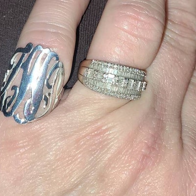 Monogrammed Cuff Ring Personalized Initials Ring in Rose Gold Solid ...