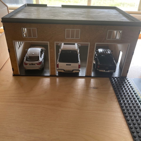 3 Car Garage With Easy-to-use Ramp, Miniature Toy Car Garage, Dollhouse ...