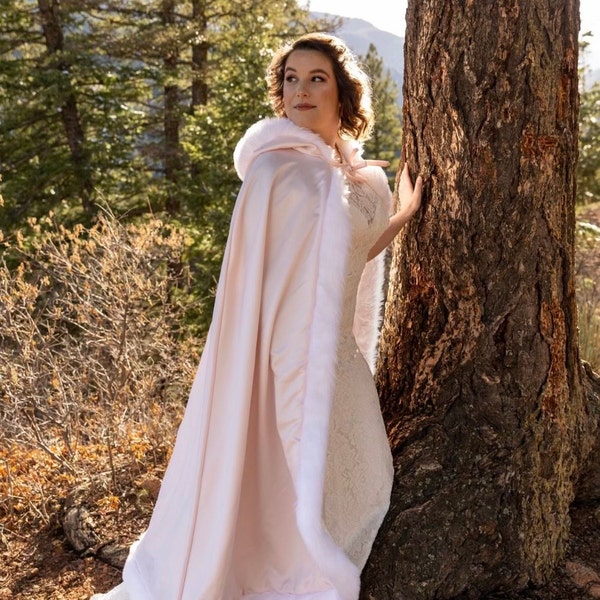 Floral Pink-rose Bridal Cape 30-inch Floral Satin/ Black Satin Wedding ...