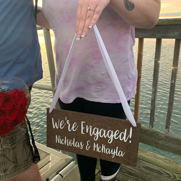 We're Engaged With Your Date - Wood Wedding Sign - Custom Wood Sign ...