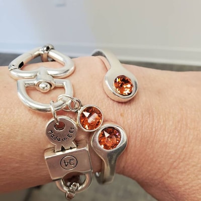 Stainless Steel Swarovski Padlock Bracelet, Oval Link Chain Bracelet ...