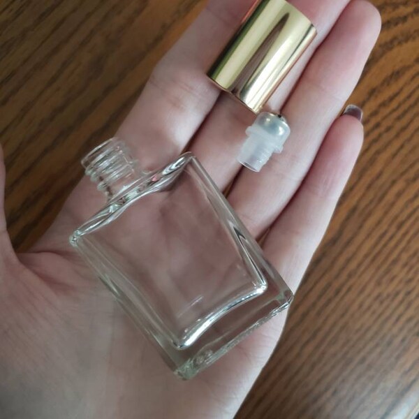 15 Ml 1/2 Oz Flat Glass ROLL ON Bottle Steel/plastic Rollerball Insert ...