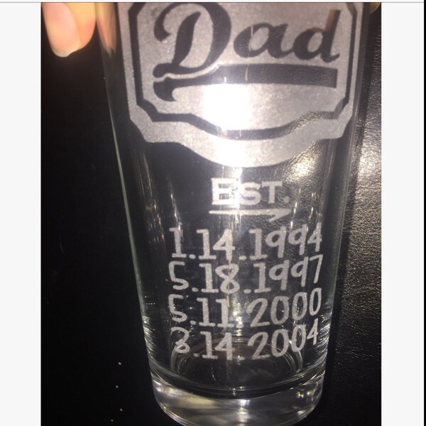 Etched Father's Day Gift Glass - Dad Glass Deep Etched - Gift for Dad ...