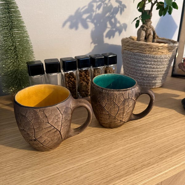 Handmade Ceramic Botanical Mug || Pottery Mug Handmade Nature Ceramic ...