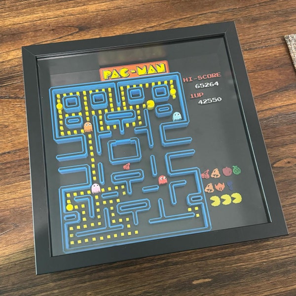 Pac-man Shadow Box 3D Diorama 10.5” X 10.5” X 2.5” - Fan Art, Arcade ...