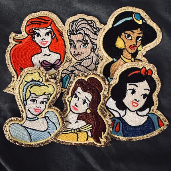 IRON ON Embroidered Princess Patches- Cinderella Patch- Ariel Patch ...