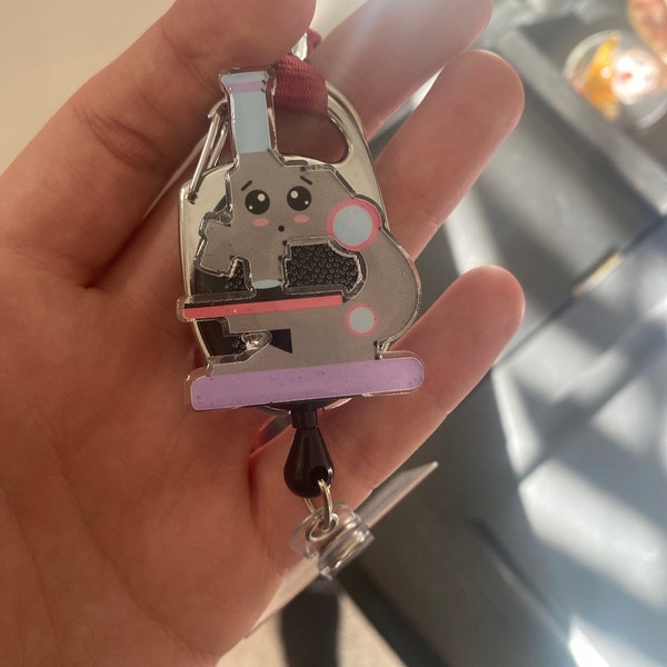 Microscope Badge Reel, Lab Tech Gift, Biology Equipment, Science Badge ...