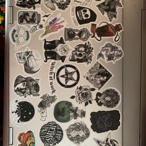 50 Cool Black and White Goth Laptop Stickers Dark Skull Tattoo - Etsy
