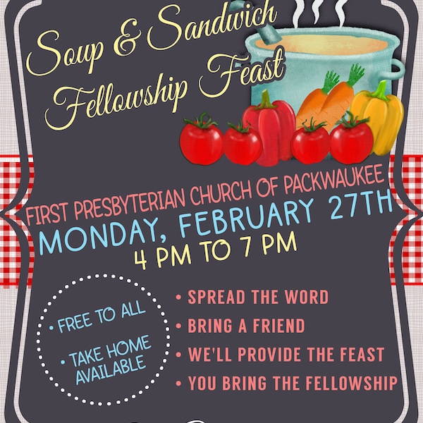 Soup Fundraiser Flyer, Soup Event Flyer, Community Soup Supper Poster ...