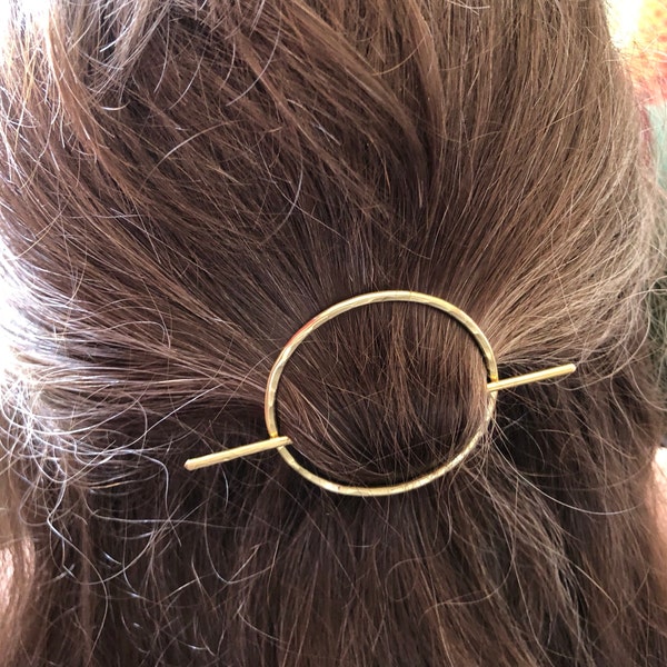 Handmade Brass Textured Round Hair Pin - Etsy UK
