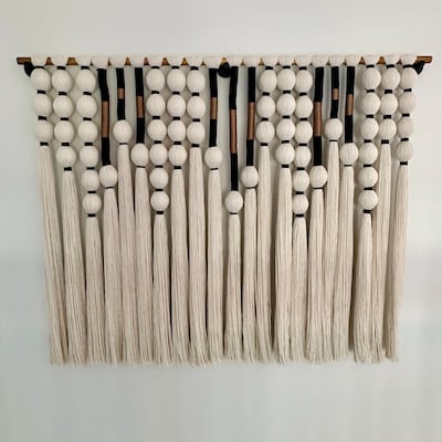 Large Yarn Wrapped Ball Macrame Mural for Wall Yarn Wall Hanging for Dining Room Textile Wall ...