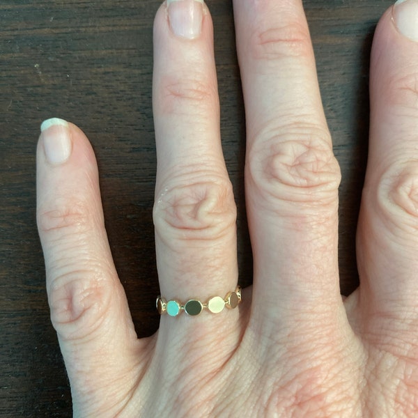 Gold Dot Ring, Half Eternity Band Ring, 14k Solid Gold Ring, Flat Bead ...
