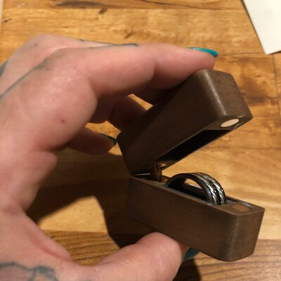 Concealable Double Hinge Wedding Set Exotic Wood Ring Box - Etsy