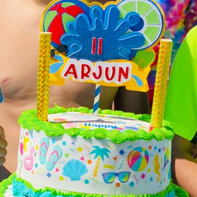 Pool Party Cake Topper With Number, Pool Party Decoration, Customized ...