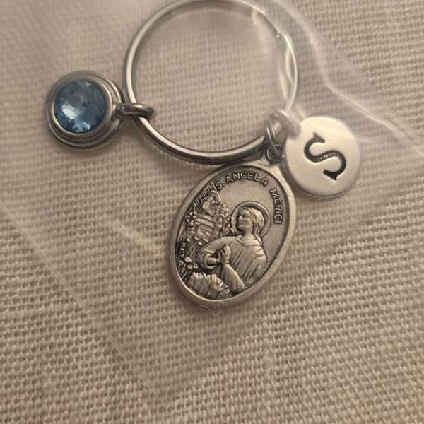 Choose Your Catholic Saint Keychain - Personalized Letter - Crystal ...