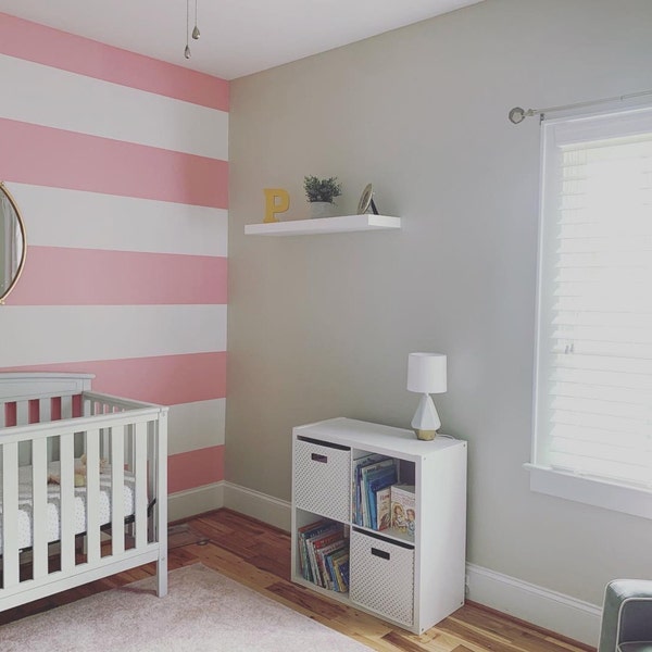 Striped Wallpaper Stripes Huge Light Pink by Misstiina Pink White ...