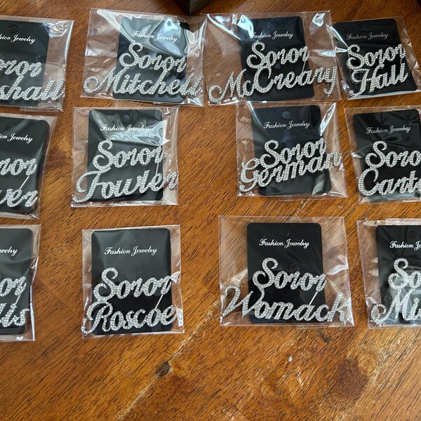 Custom Cursive Letters Soror Name Pin, Sparkle Name Brooch ...