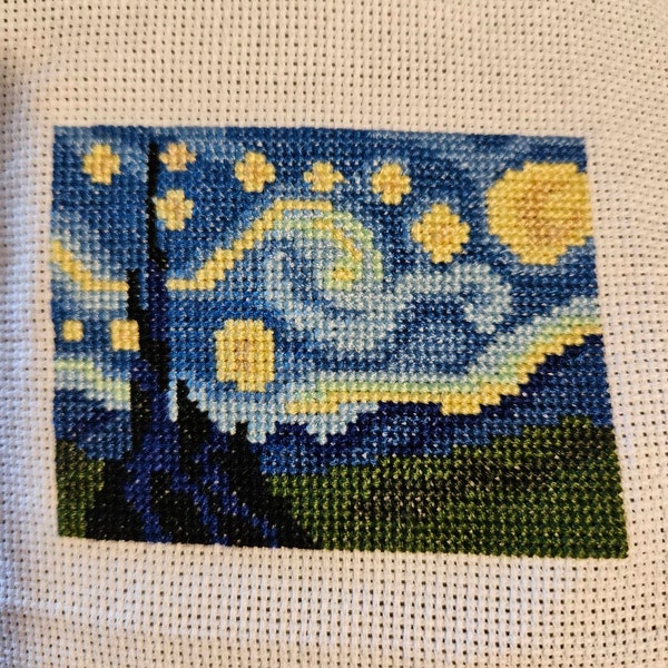 The Starry Night Mini Cross Stitch Pattern PDF, Small Mini Art ...