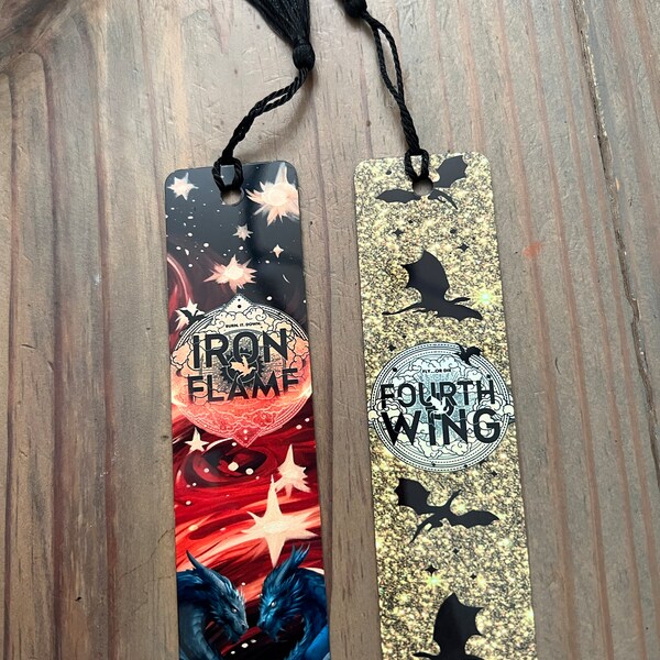 Fourth Wing and Iron Flame Double Sided Metal Bookmark, Fantasy Lovers ...