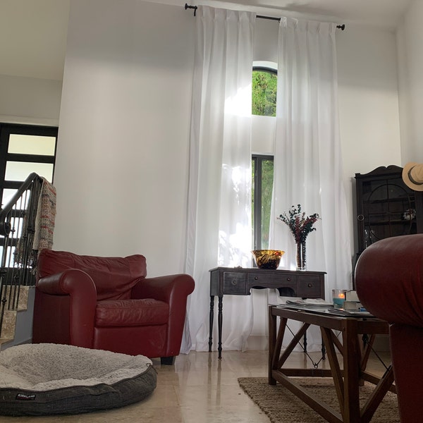 Extra Long White Cotton Curtain Custom Made 14 15 16 17 18 19 20 24 Ft ...