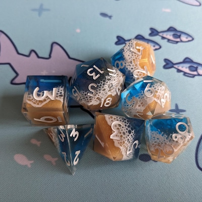 Dnd Dice Set Coral Fossil Polyhedral Dice Set Gemstone Set Dungeons and ...