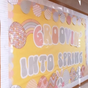 Retro Spring Bulletin Board Kit, Acrostic Poem, Pastel Spring Theme ...