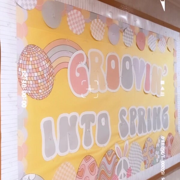 Retro Spring Bulletin Board Kit, Acrostic Poem, Pastel Spring Theme ...