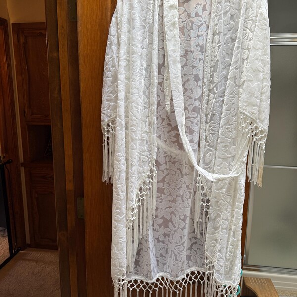 Bridal Lace Sheer Kimono Robe-honeymoon Robe-lace Robe-bride Getting ...