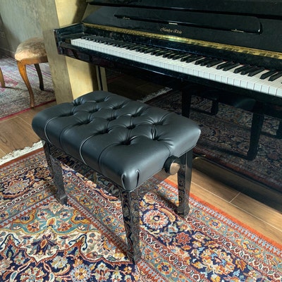 CADENZA concert Piano Stool Real Leather Polished EBONY Black - Etsy