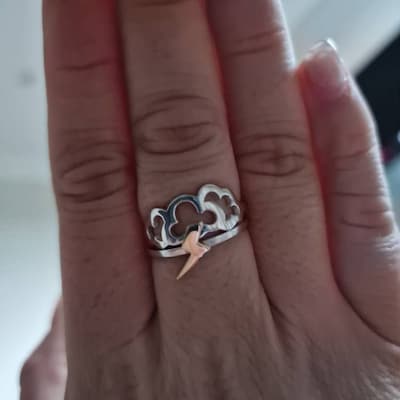 Cloud & Lightning Rings, Sterling Silver, 9ct Yellow Gold, Stacking ...