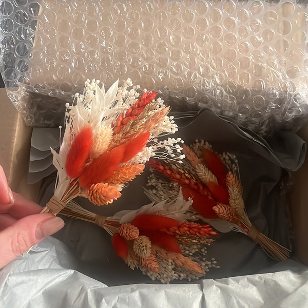 Burnt Orange Buttonhole | Orange Dried Flower Boutonniere | Autumn ...