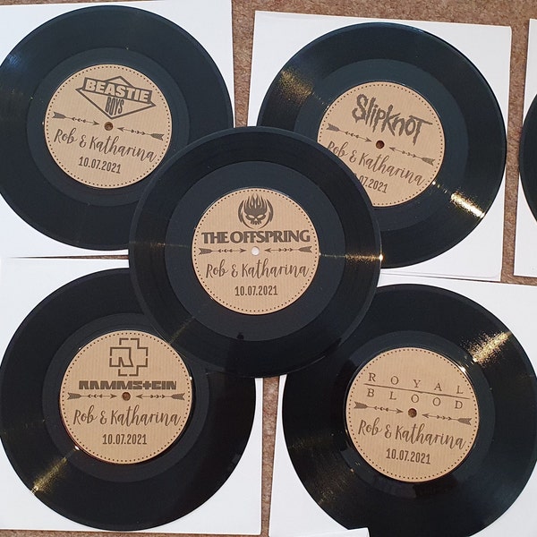 REAL 7" Vinyl Record Wedding Table Numbers/ Names - Rustic Kraft Vinyl ...