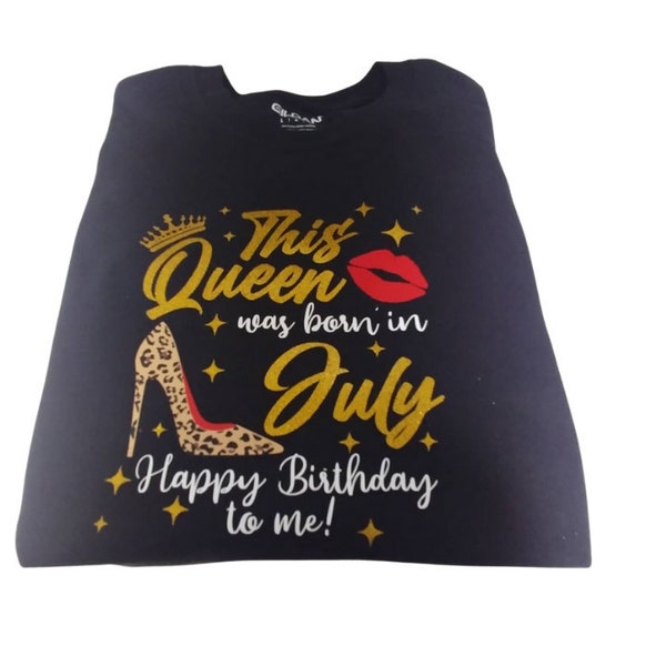 July Birthday Queen SVG PNG: Leopard Heels, Crown Design Cut Files ...