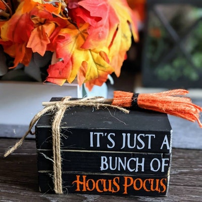 Halloween Mini Wood Book Stack/ Halloween Wood Book Stack/ Wood Books ...