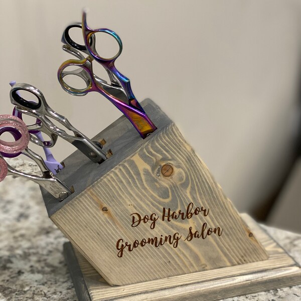 Hairstylist, Wooden Block, Scissor Caddy, Personalized With Your Logo ...