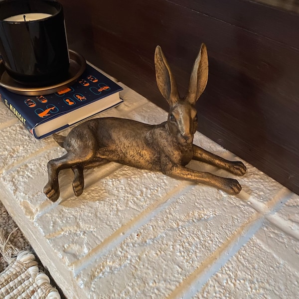 Bronze Laying Down Hare, Sitting Hare Ornament - Etsy