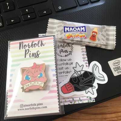 One Tuff Puff Hard Enamel Pin // Motivational Jigglypuff // 30mm Wide ...