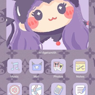 IOS 16 App Icons 540 Icons Cute Kawaii Purple Goth Bunny Cartoon Anime ...