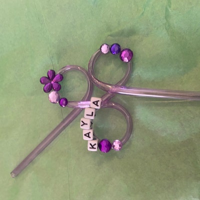 Personalized Silly Straw One Alphabet Bead Embellished Silly Straw ...