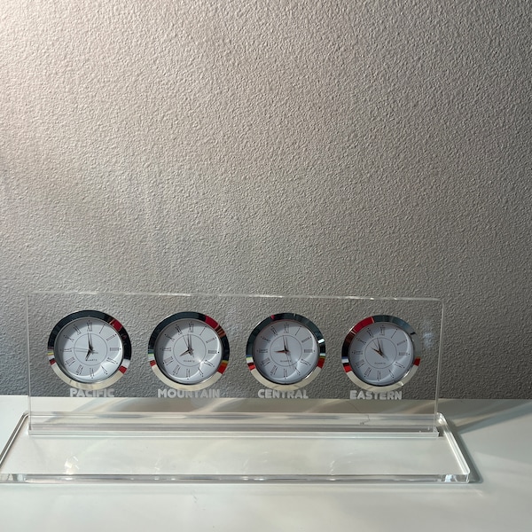 Time Zone Clock. 4 Customizable Zones. Optional Zone Labels. Personal ...