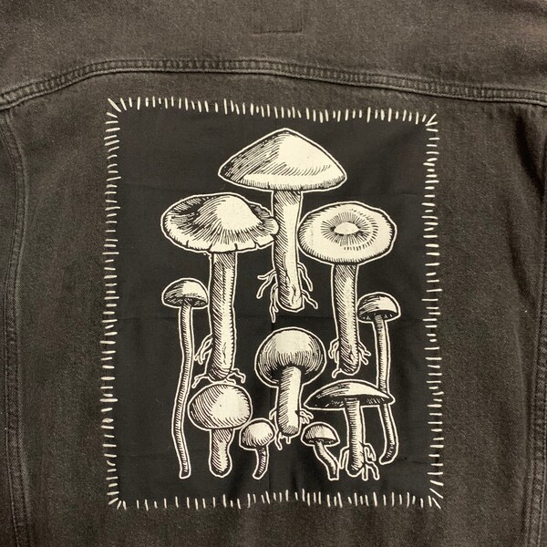 Mushrooms Back Patch - Witchy Patch, Goth Back Patch, Toadstool Patch, Backpatch, Nature Punk ...