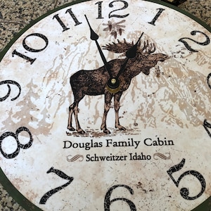 Moose Clock Personalized Rustic Moose Wall Clock - Etsy