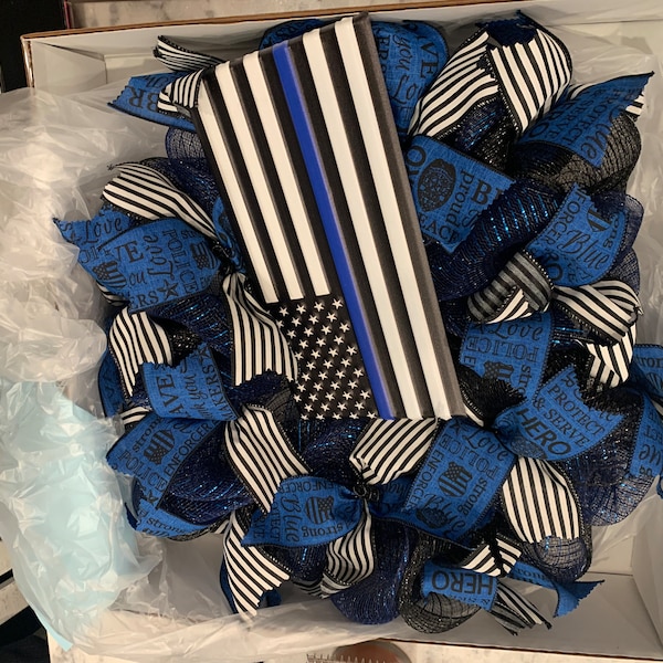 Police Officer Support Wreath Law Enforcement Support Wreath Police ...