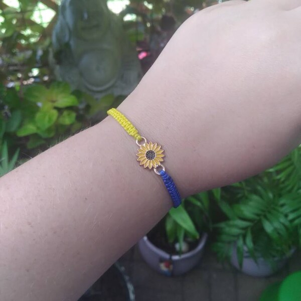 Handmade Bracelet With Ukrainian Flag Colors and Trident Charm. Stand ...