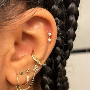 ASTM F136 Titanium Gem and Smooth Crossover Conch Clicker Hoop, 12mm ...