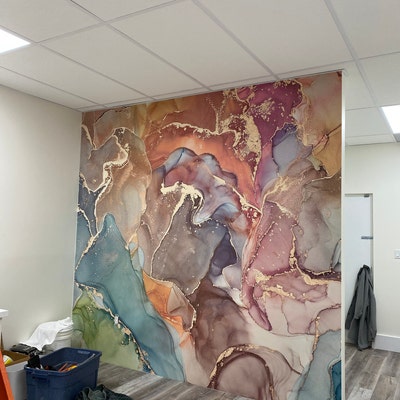 Abstract Wallpaper Fluid Wall Mural Painting Peel and Stick Art Wall ...