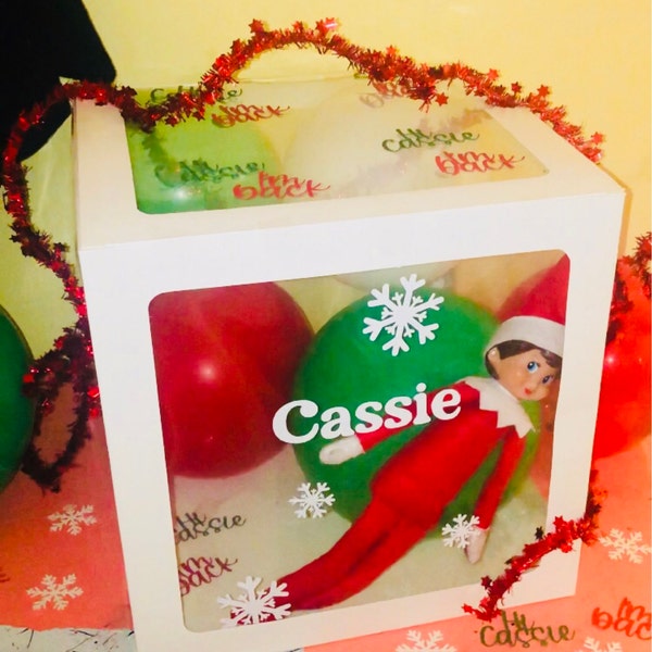Complete Elf Delivery Box Personalized Clear Box Balloons W/ TREE ...