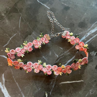 Large Gold Lace Choker Bib Statement Necklace / Layered Pearls Body ...
