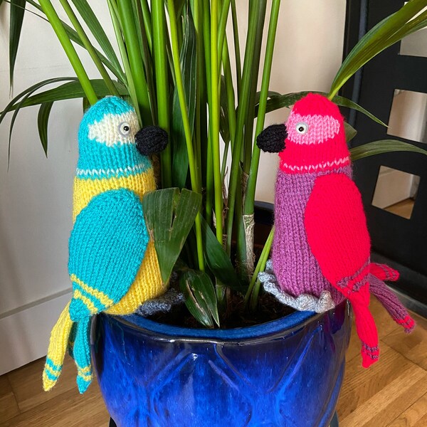 Tropical Parrot Toy Knitting Pattern - PDF - Cute Bird - Scarlet Macaw ...